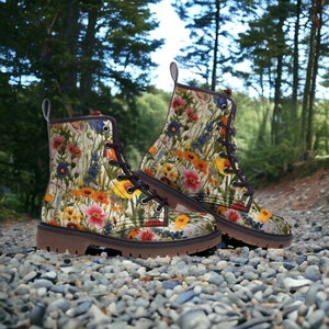 Combat Boots, Cottagecore Boots, Wildflowers, Vegan Leather, Classic ...