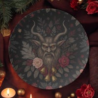 Merry Krampus Ornament, Wooden Slice German, Mask, Gothic, Pagan ...