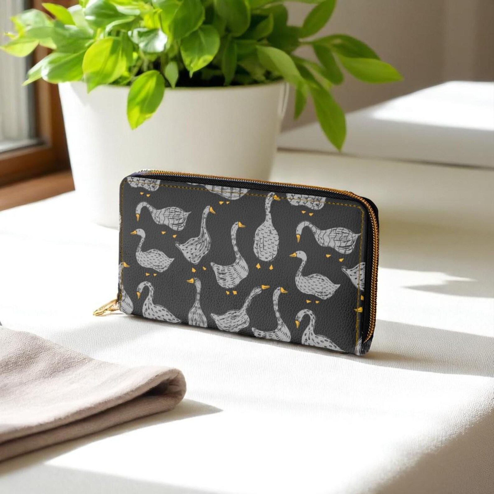 Silly Goose Wallet, Funny Vegan Leather Zipper Wallet, Whimsical ...