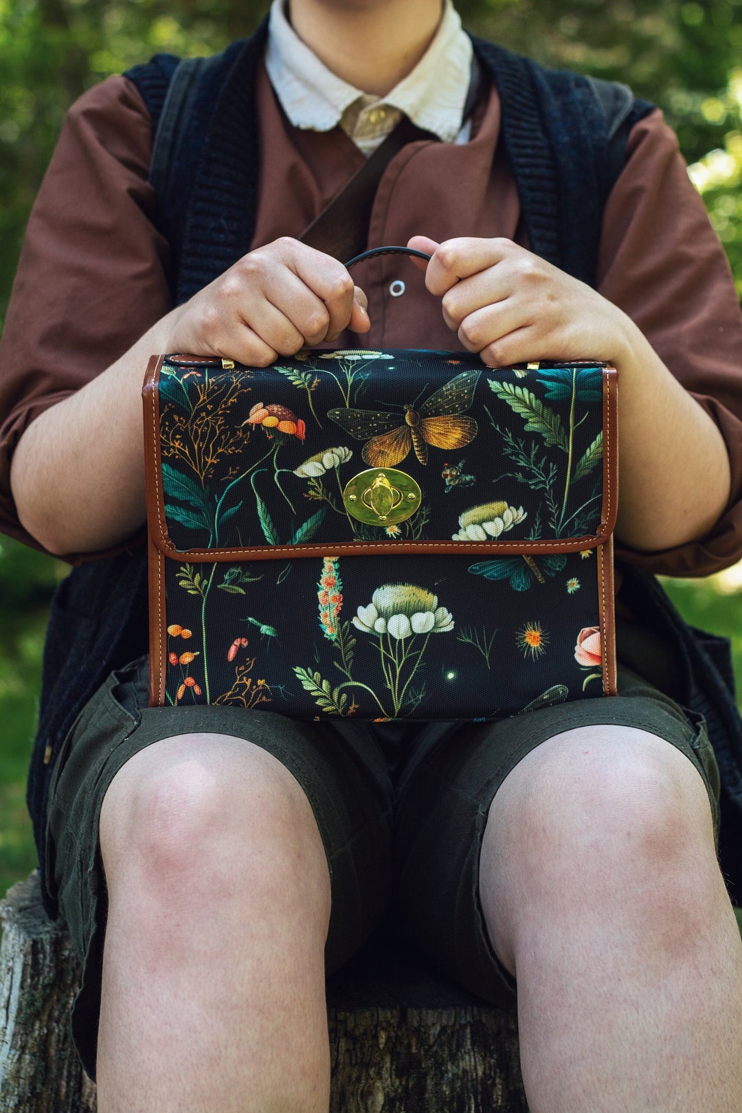Moth Dark Floral Purse Goblincore Crossbody Dark Cottagecore Hand Bag ...