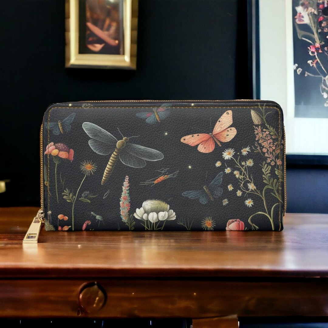 Floral Moth Wallet Cottagecore Dark Academia Whimsical Wallet Gothic ...