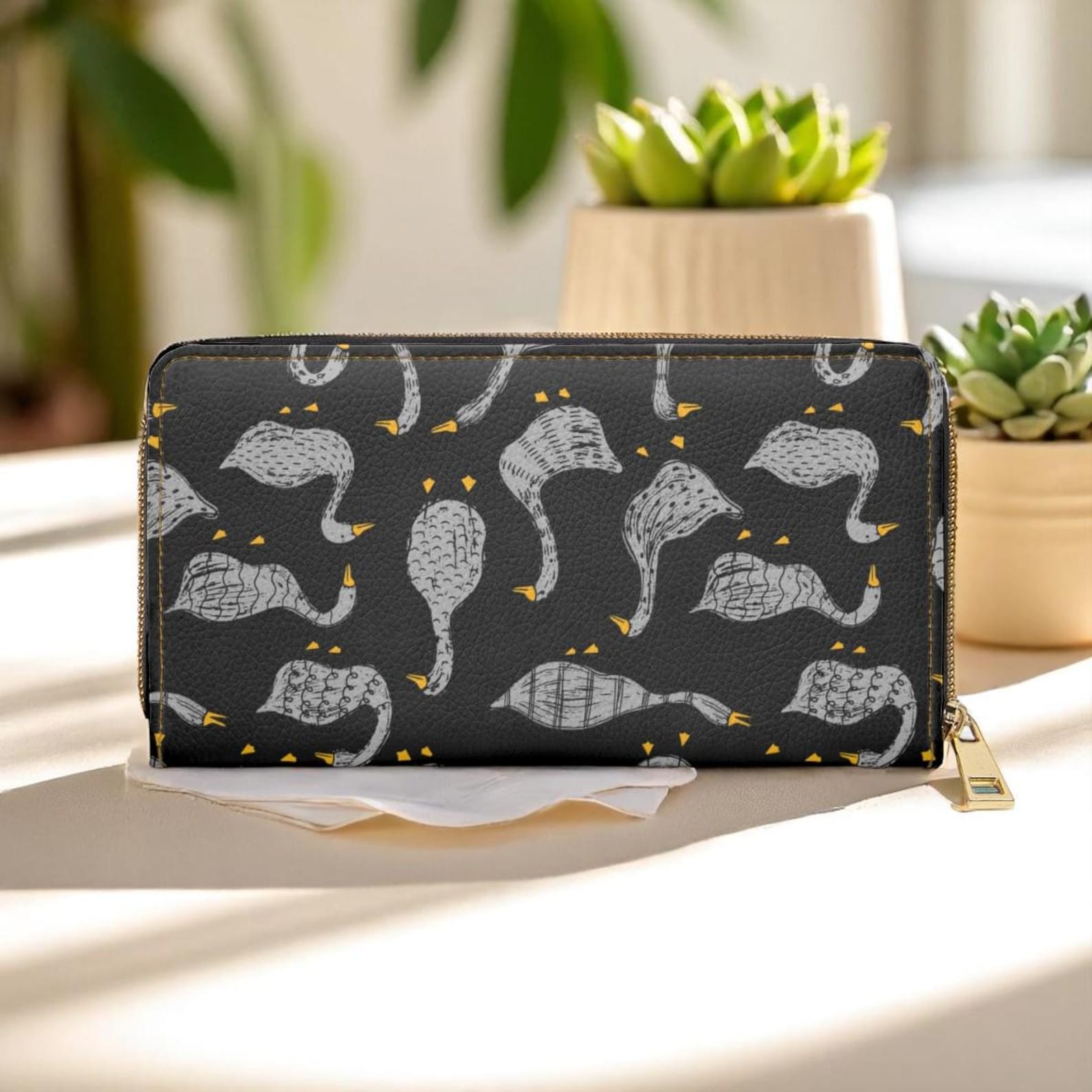 Silly Goose Wallet, Funny Vegan Leather Zipper Wallet, Whimsical ...