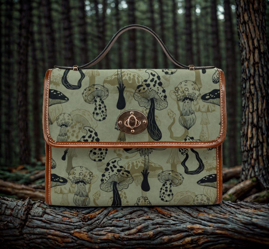 Mushroom Goblincore Bag, Cottagecore Crossbody Satchel, Fungi Print ...