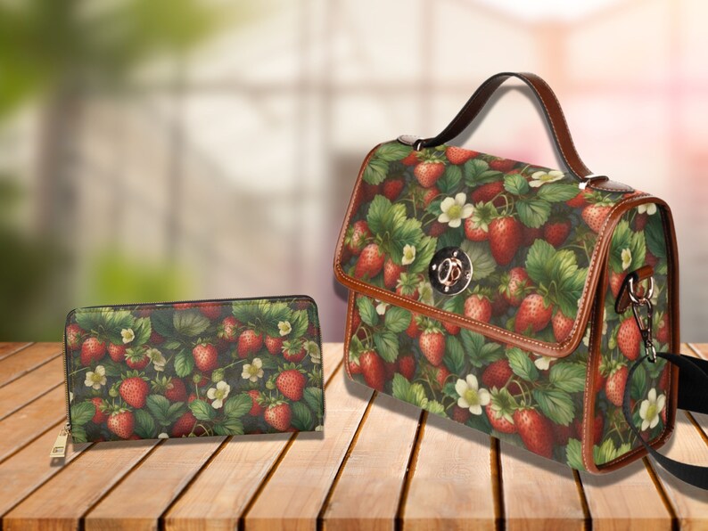 Strawberry Plants Slim Wallet Strawberry Print Vegan Gifts for - Etsy