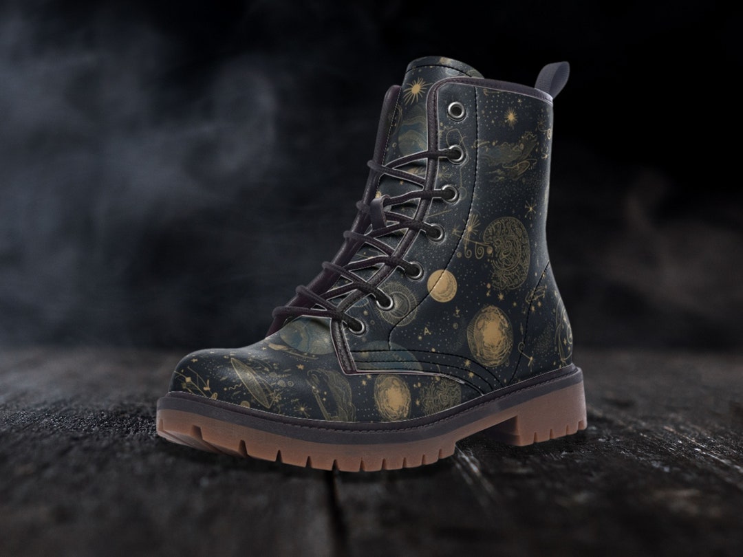 Celestial Combat Boots, Mens Leather Boots, Witch Shoes, Snake Shoes ...