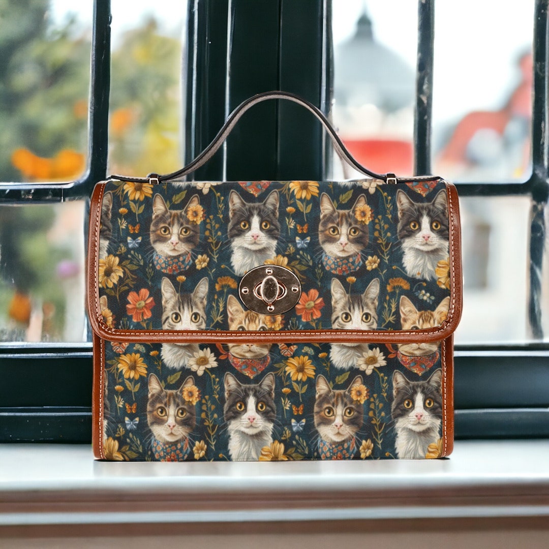 Cat Bag, Satchel, Canvas Crossbody Bag, Cats Purse, Tote Bag, Cross ...