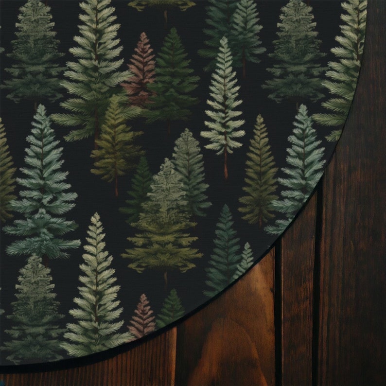 Pine Trees Round Rug, Cottagecore Round Rug, Trippy Rug, Forestcore ...