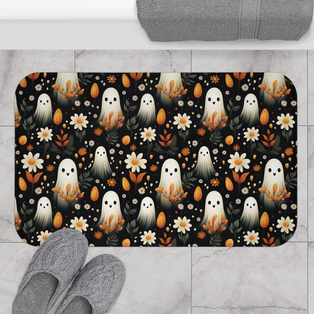 Bath Mat, Cute Ghost, Gothic Rug, Ghost Decor, Bathroom Accessories ...