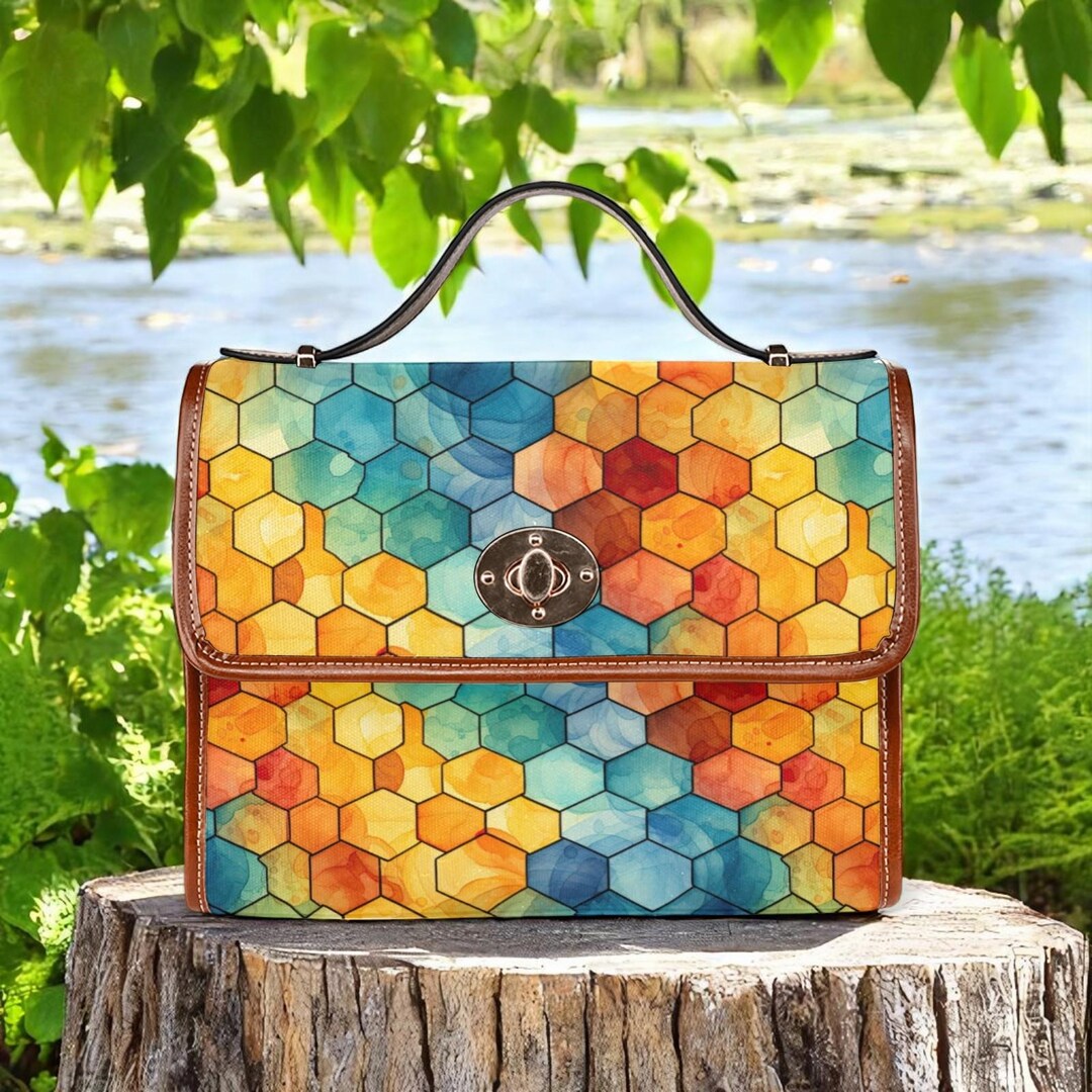 Honeycomb Satchel Bag, Bright Cottagecore Purse, Colorful Boho ...