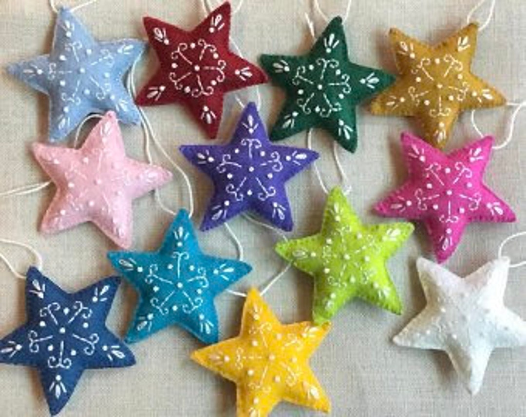 Embroidered Small Felt Star Ornament Approximately 2 1/2” Across - Etsy