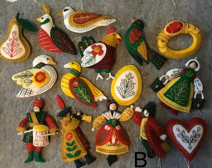 Twelve Days of Christmas Ornament Set, Hand Made to Order. - Etsy