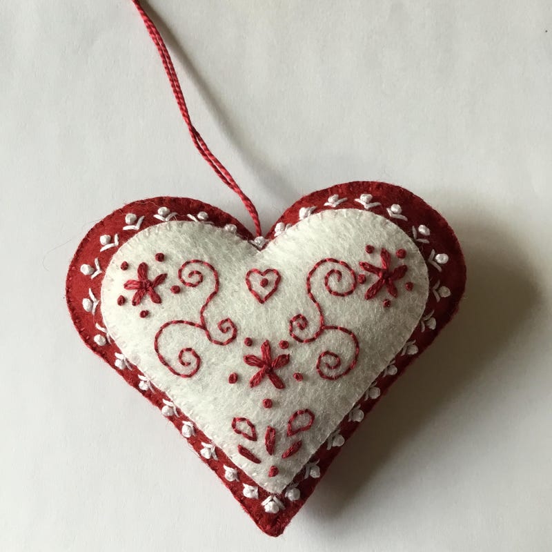 Embroidered Heart - Etsy