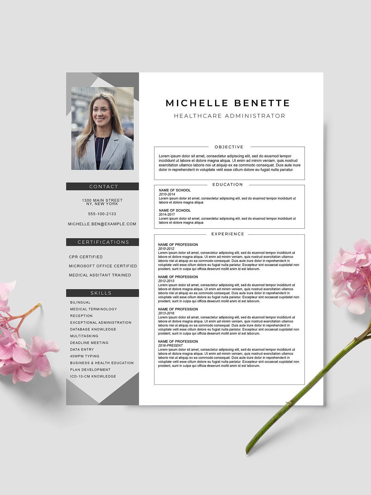 Michelle Resume Template Minimal Resume Template - Etsy