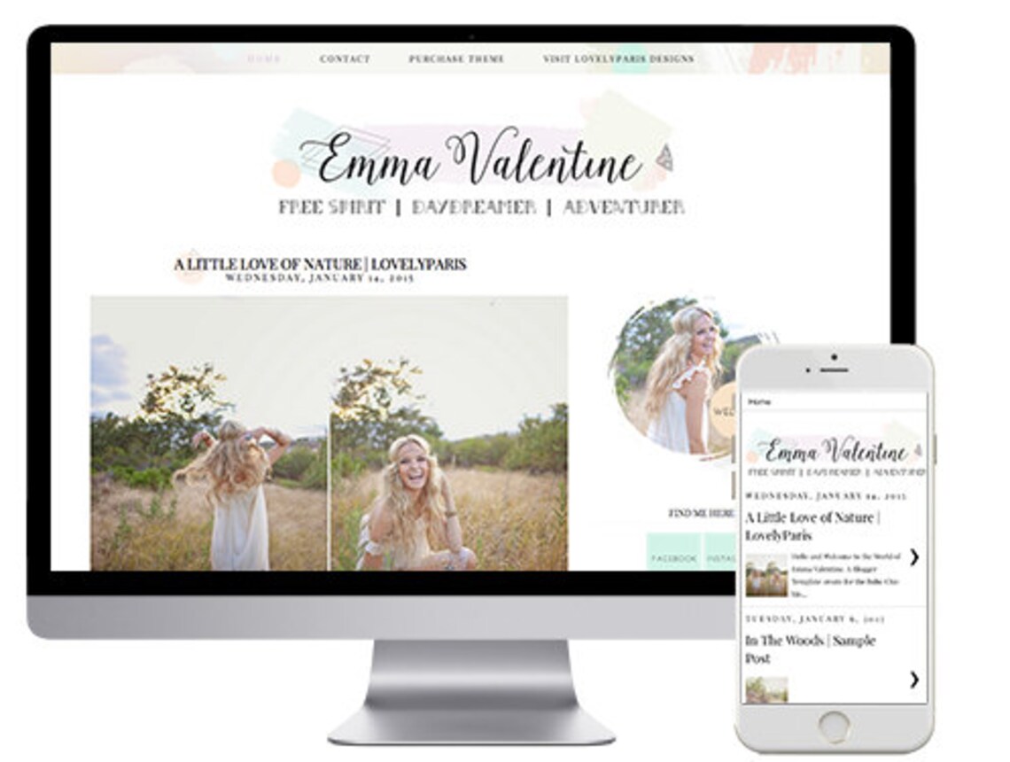 Emma Valentine Blogger Template - Etsy