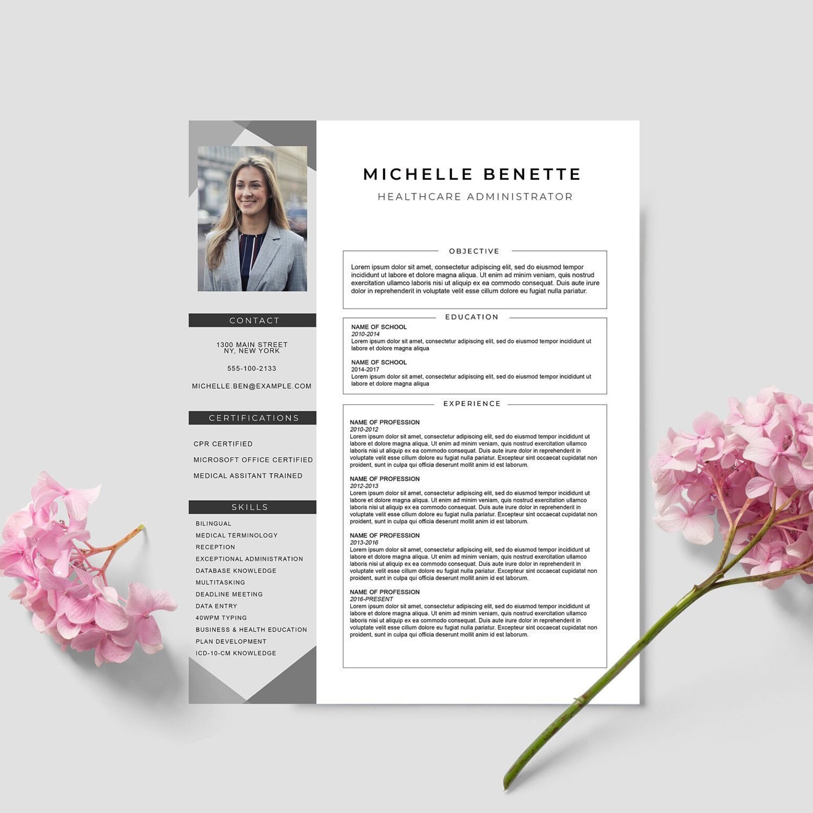 Michelle Resume Template Minimal Resume Template - Etsy