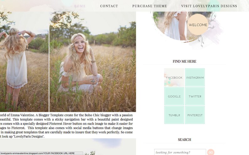 Emma Valentine Blogger Template - Etsy