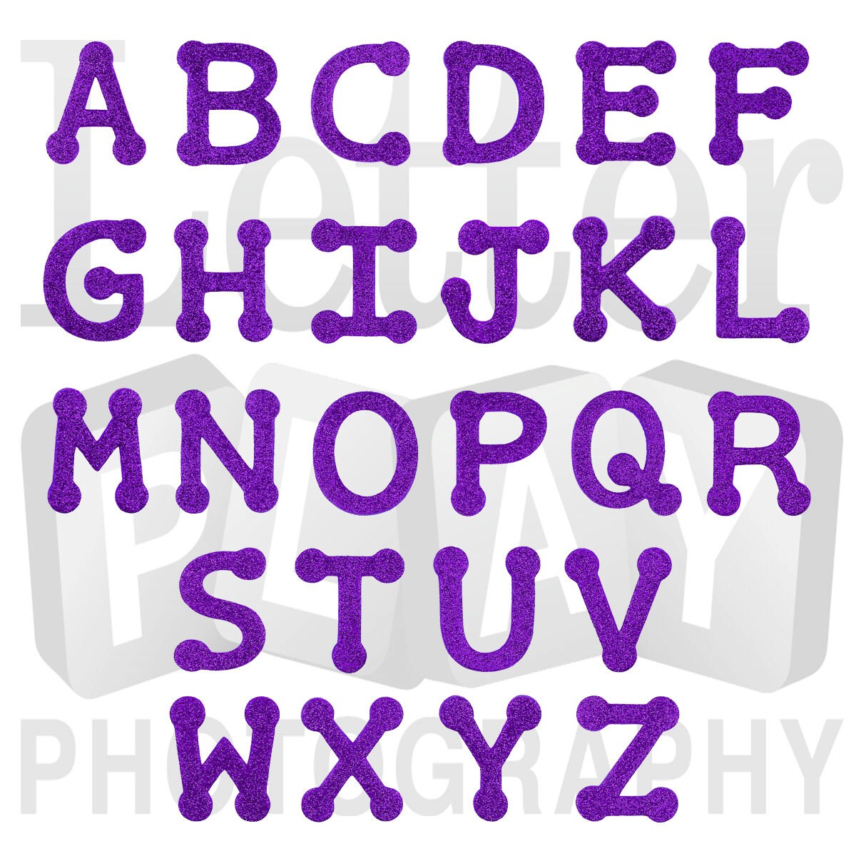 Digital Alphabet Letters A to Z - Purple Glitter - Etsy