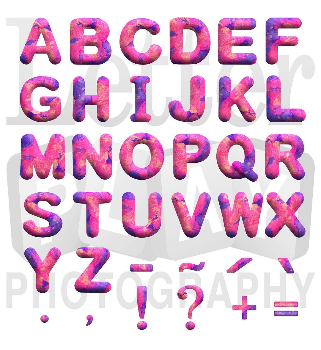 Digital Alphabet Letters With Play Doh, Pink Purple Gold Pattern - Etsy