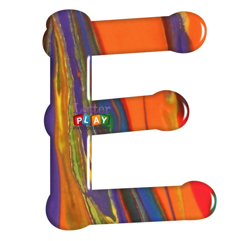 Digital Alphabet Letters Made From Multicolored Paint Swirl - Orange ...