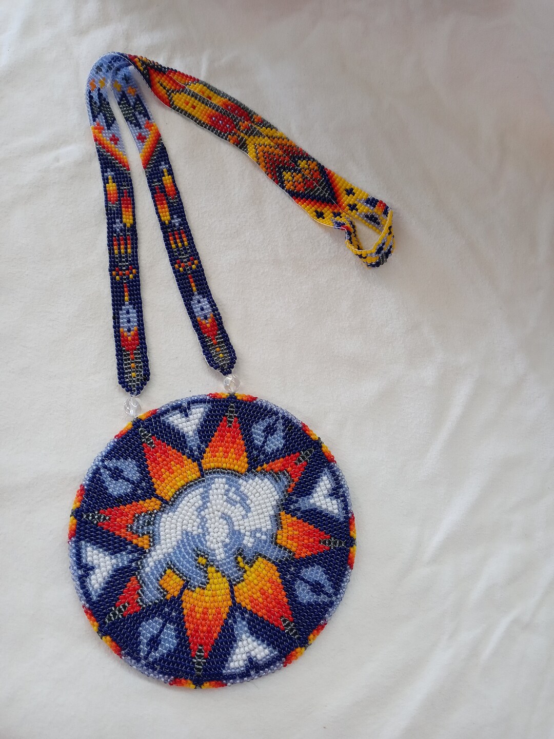 Native American Oglala Sioux Beaded Medallion "sacred White Buffalo" - Etsy