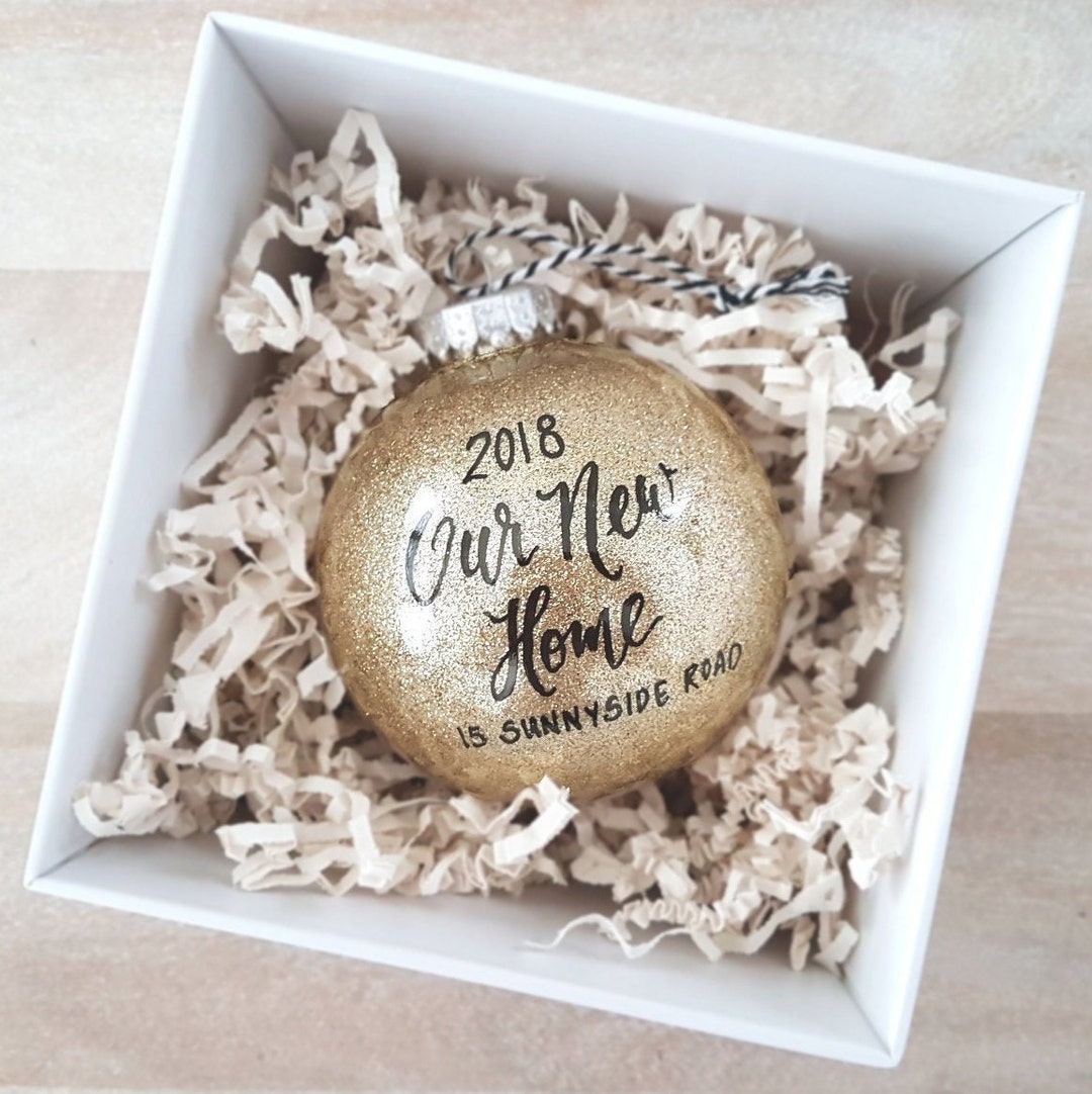 Housewarming Gift, Our New Home Custom Calligraphy Ornament, Gold ...