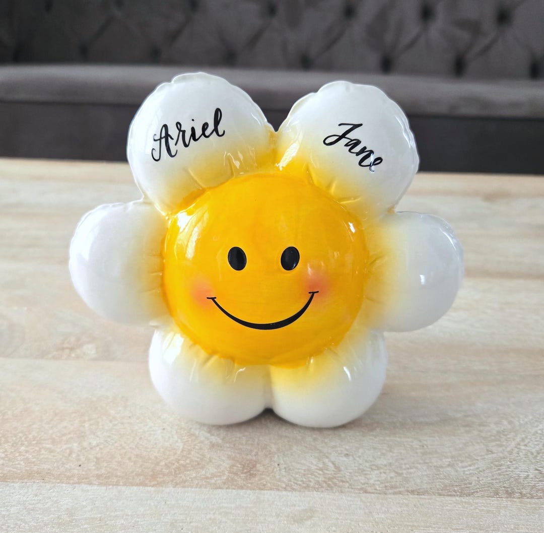 Personalized Smile Flower Money Bank Gift for Kids, Custom Ceramic Sun ...