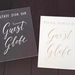 Please Sign Our Guest Globe Sign, Guestbook Globe Sign, Guest Book ...
