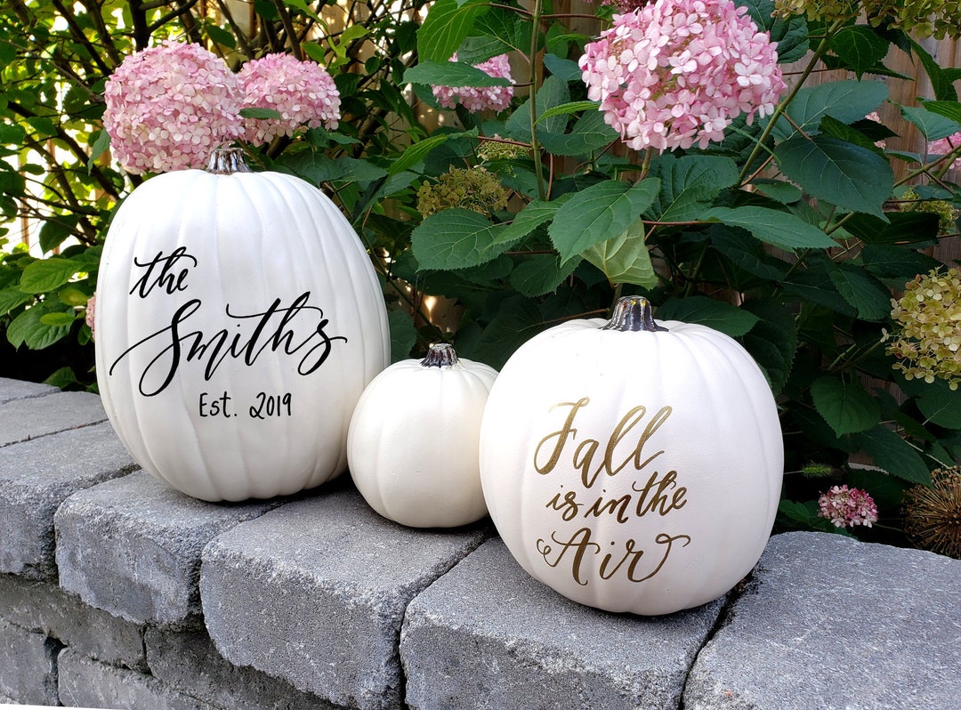 Personalized Pumpkin Decor, Custom Calligraphy Pumpkin, White Pumpkin ...