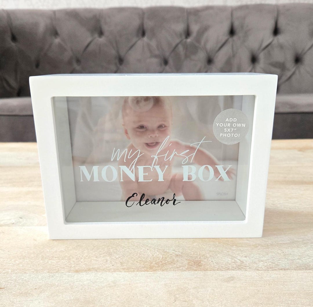 Personalized Baby's First Money Box Picture Frame, Baby's Piggy Bank ...