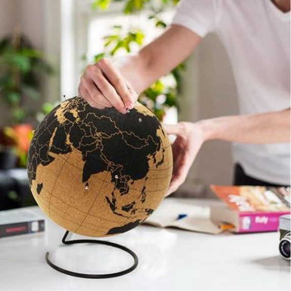 Travel Map Cork Globe 6-Inch Cork Globe With Rotating Stand & 50 Red ...
