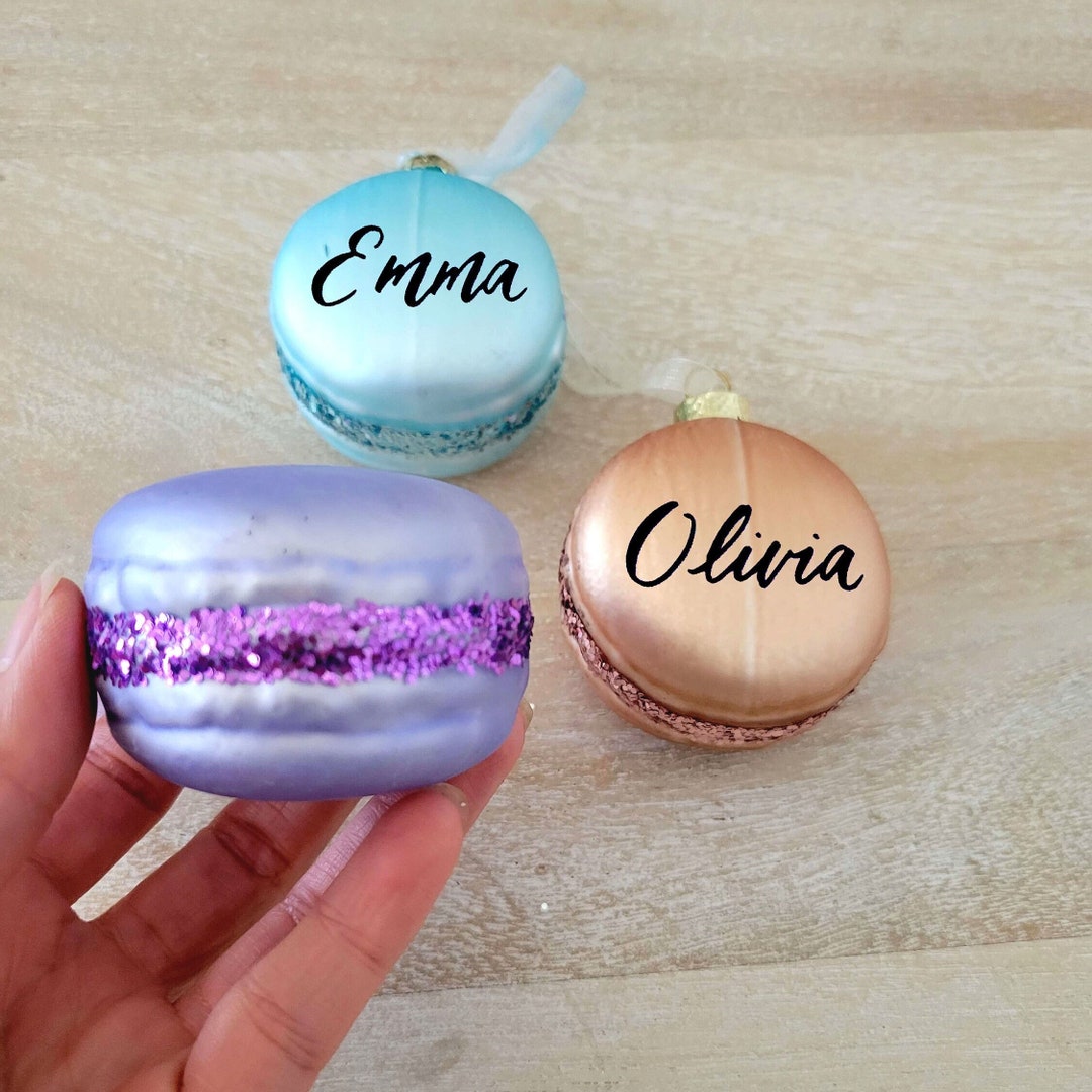 Personalized Macaron Christmas Ornament: Glass Dessert Favor Gift - Etsy
