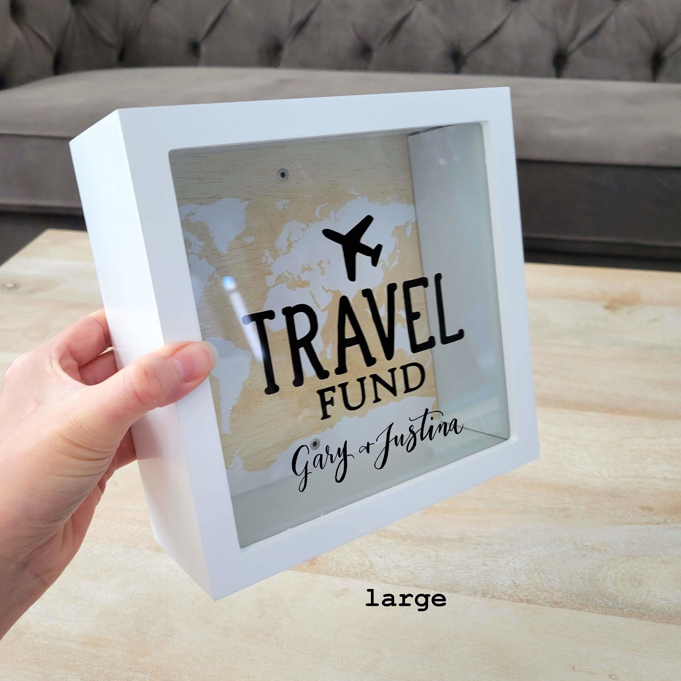 Personalized Travel Fund Money Box: World Map Honeymoon Gift - Etsy Canada