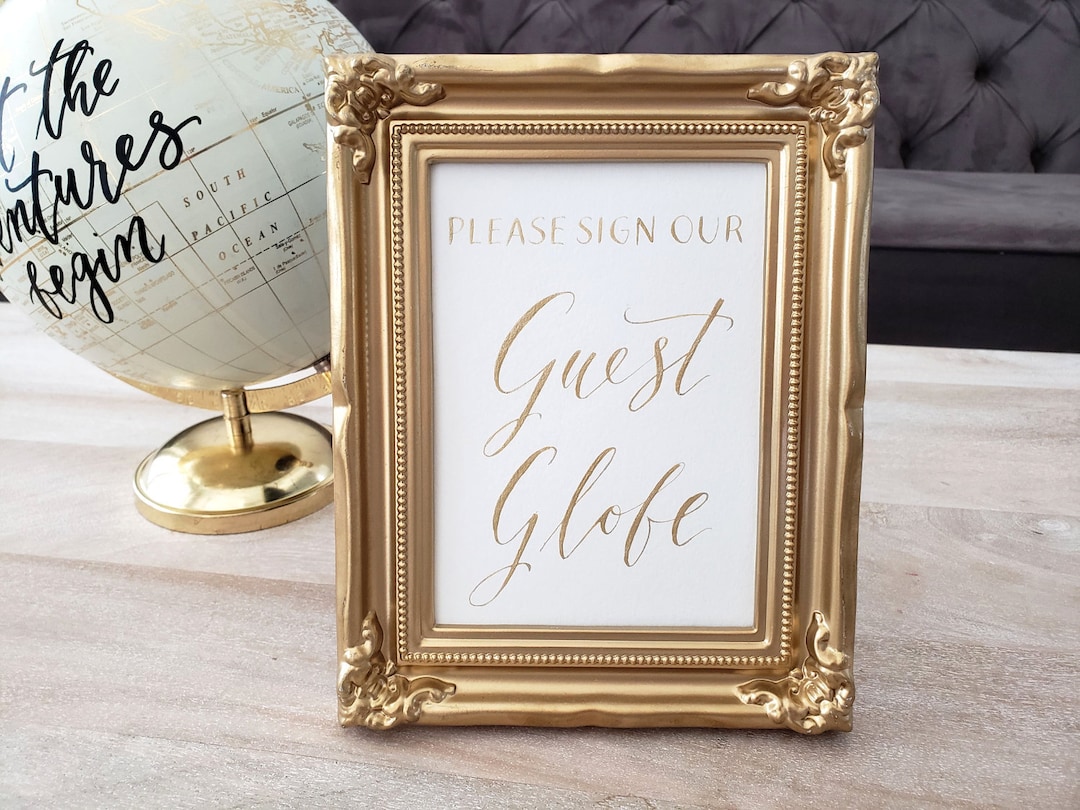 Please Sign Our Guest Globe Sign, Guestbook Globe Sign, Guest Book ...