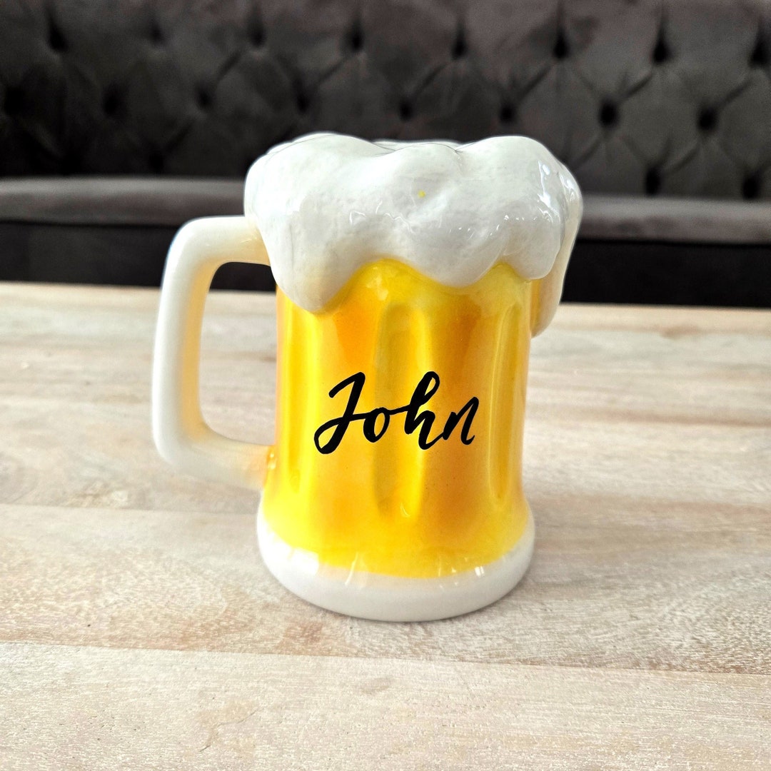 Personalized Beer Piggy Bank, Ceramic Beer Stein Mug Money Bank, Father ...