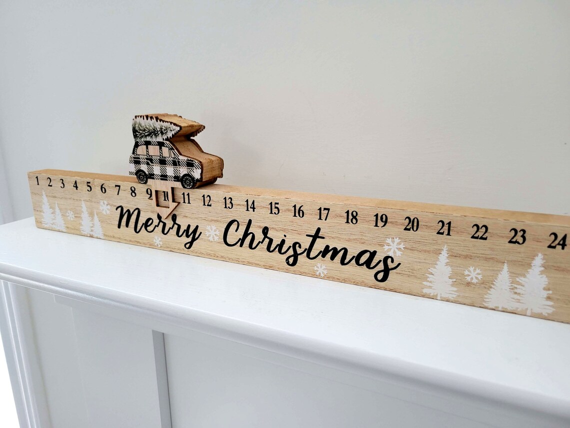 Wood Sliding Car Advent Calendar Christmas Countdown Gift - Etsy
