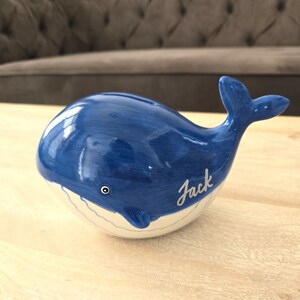 Personalized Whale Money Bank Gift, Ceramic Blue Whale Piggy Bank, Hand ...