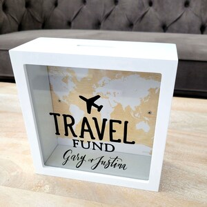 Personalized Travel Fund Money Box: World Map Honeymoon Gift - Etsy