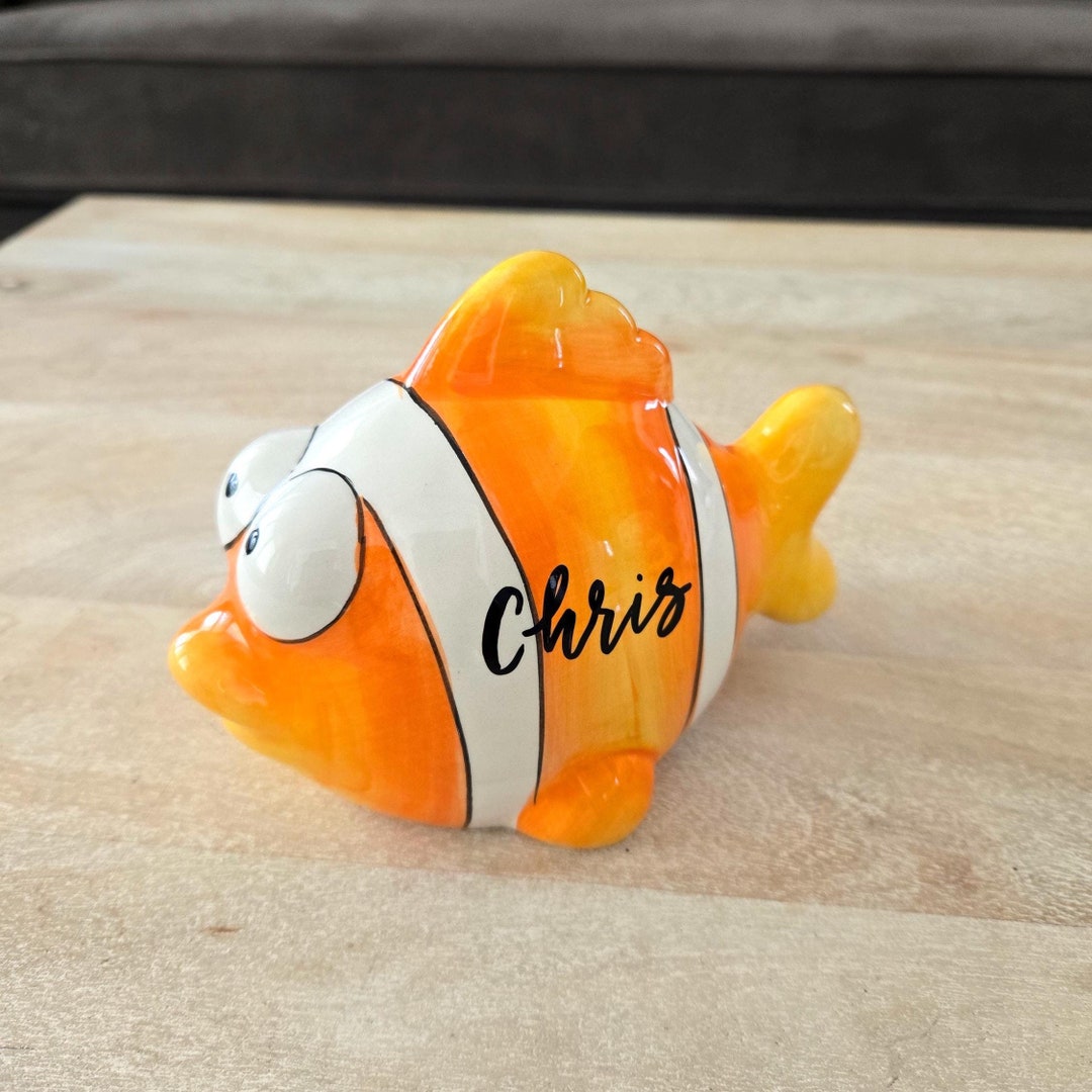 Personalized Clown Fish Piggy Bank: Ceramic Nursery Decor - Etsy