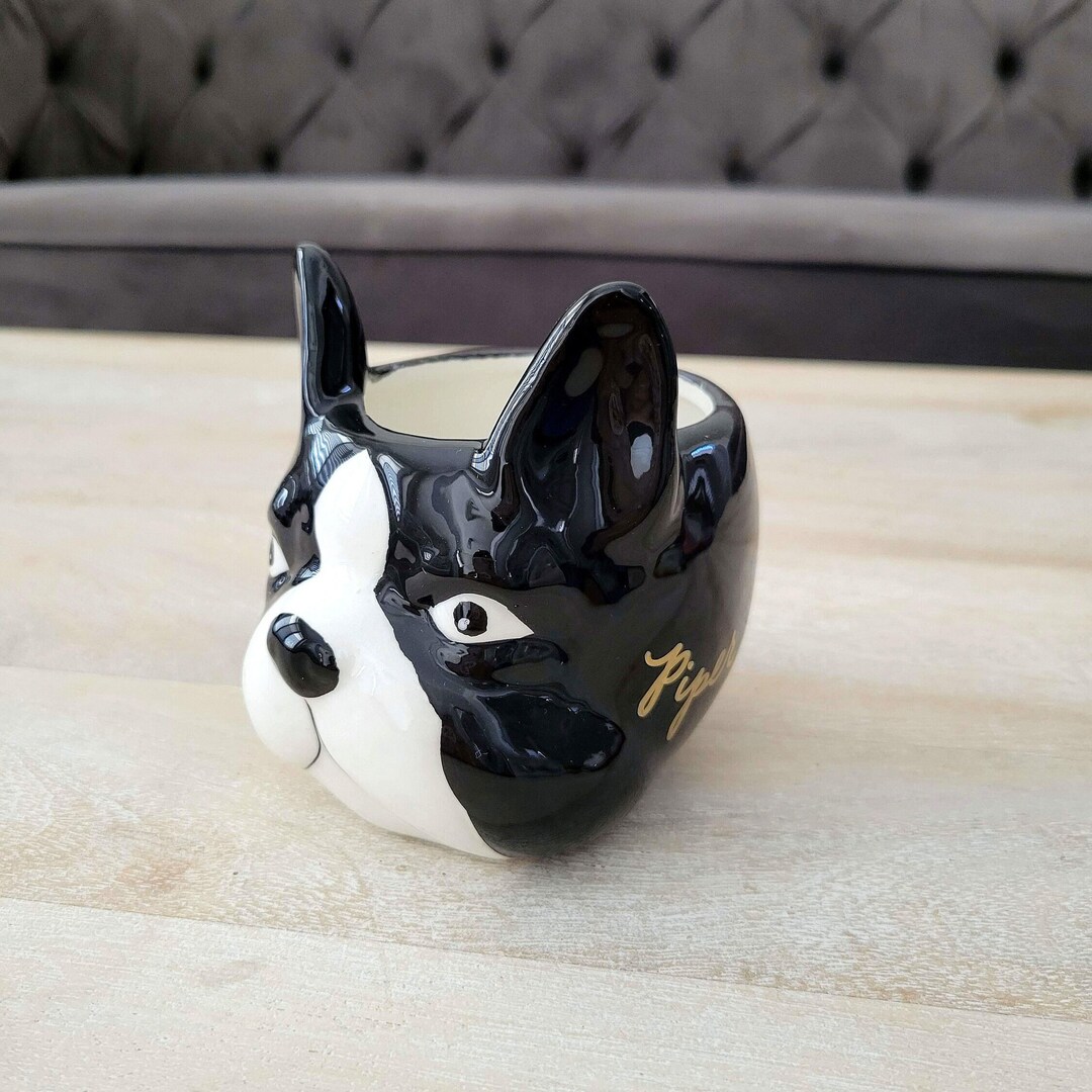 Ceramic Boston Terrier Planter, Succulent Dog Planter Gift, Dog Pot ...