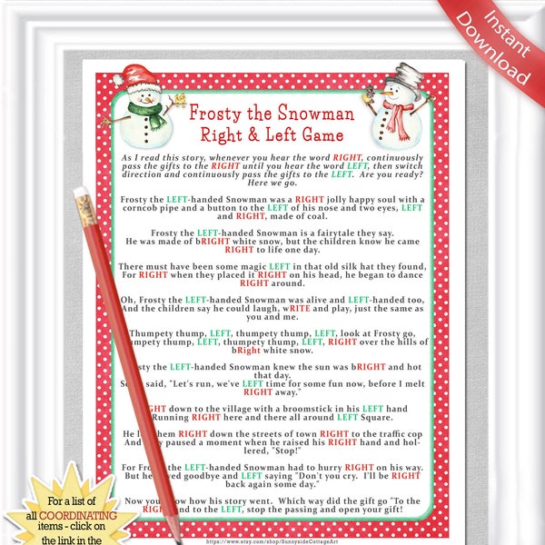 Left Right Story Game Office Party - Etsy