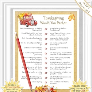 THANKSGIVING Would You Rather Game (instant Download) in Fall/autumn ...