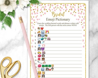 Bridal Emoji Pictionary Game With Answers Bridal Shower - Etsy