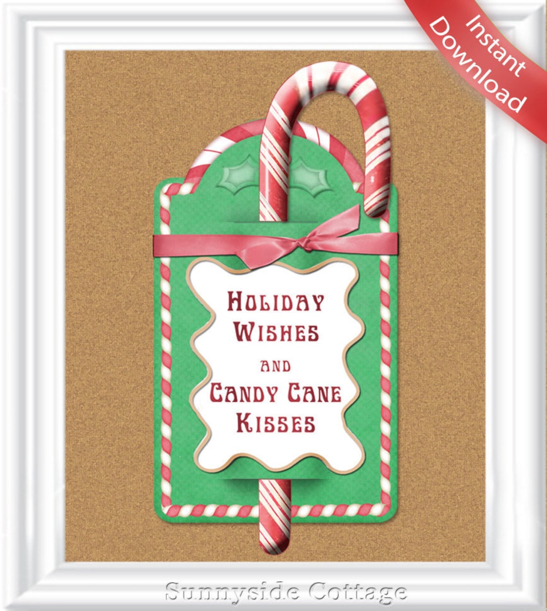 Candy Cane Kisses Printable Tag, Candy Cane Gift, Christmas Tag in 2 ...