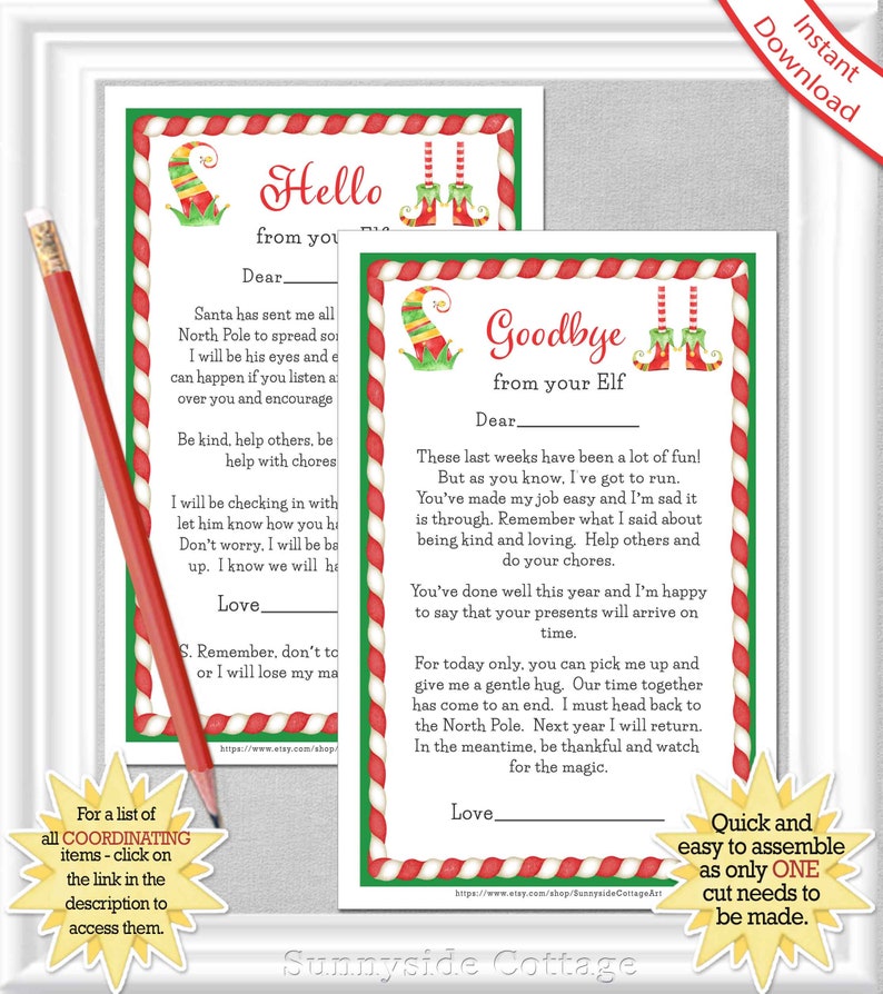 CHRISTMAS ELF ACTIVITIES Bundle Hello & Goodbye Letters | Etsy