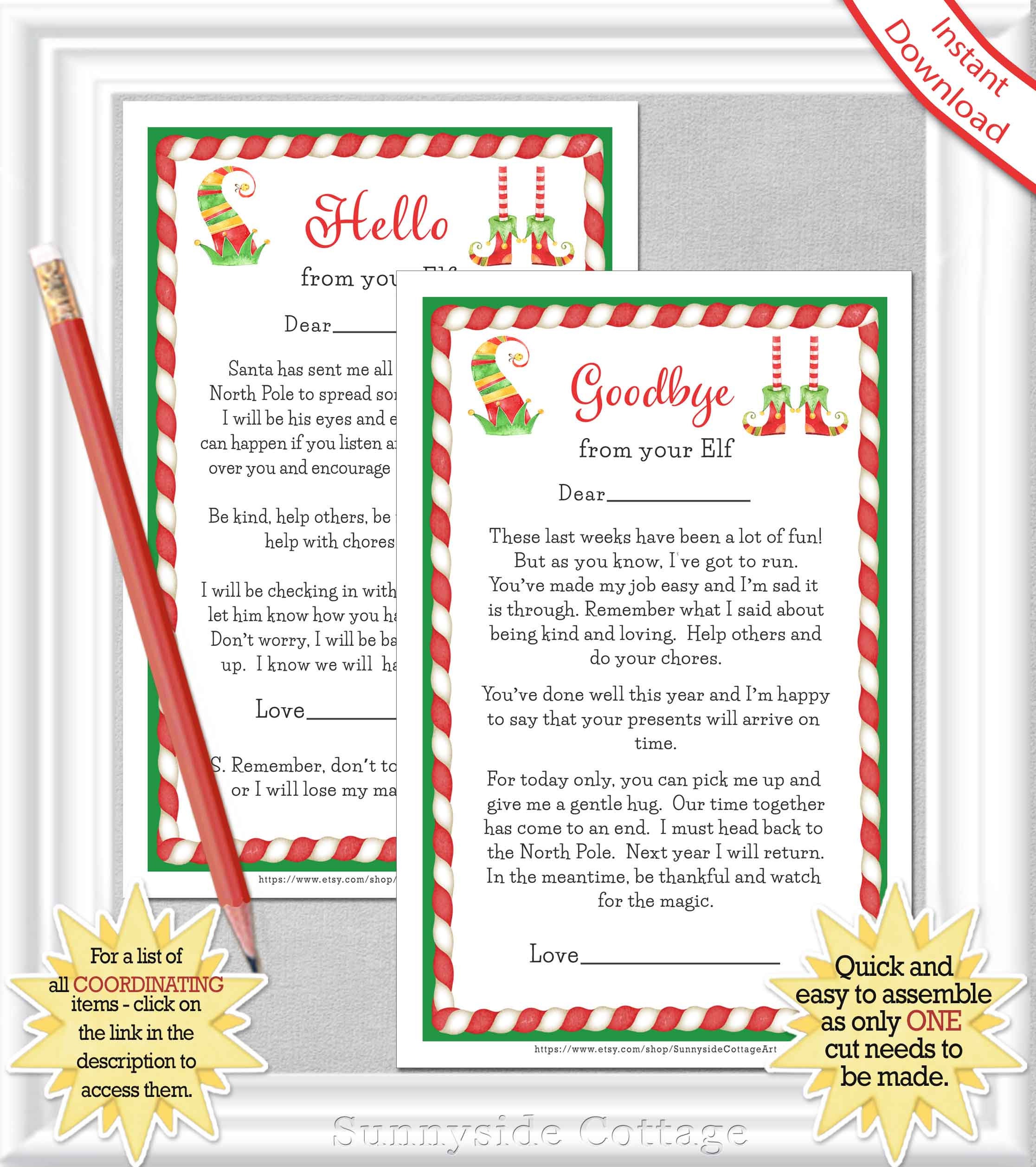 CHRISTMAS ELF ACTIVITIES Bundle, Hello & Goodbye Letters, Adoption ...