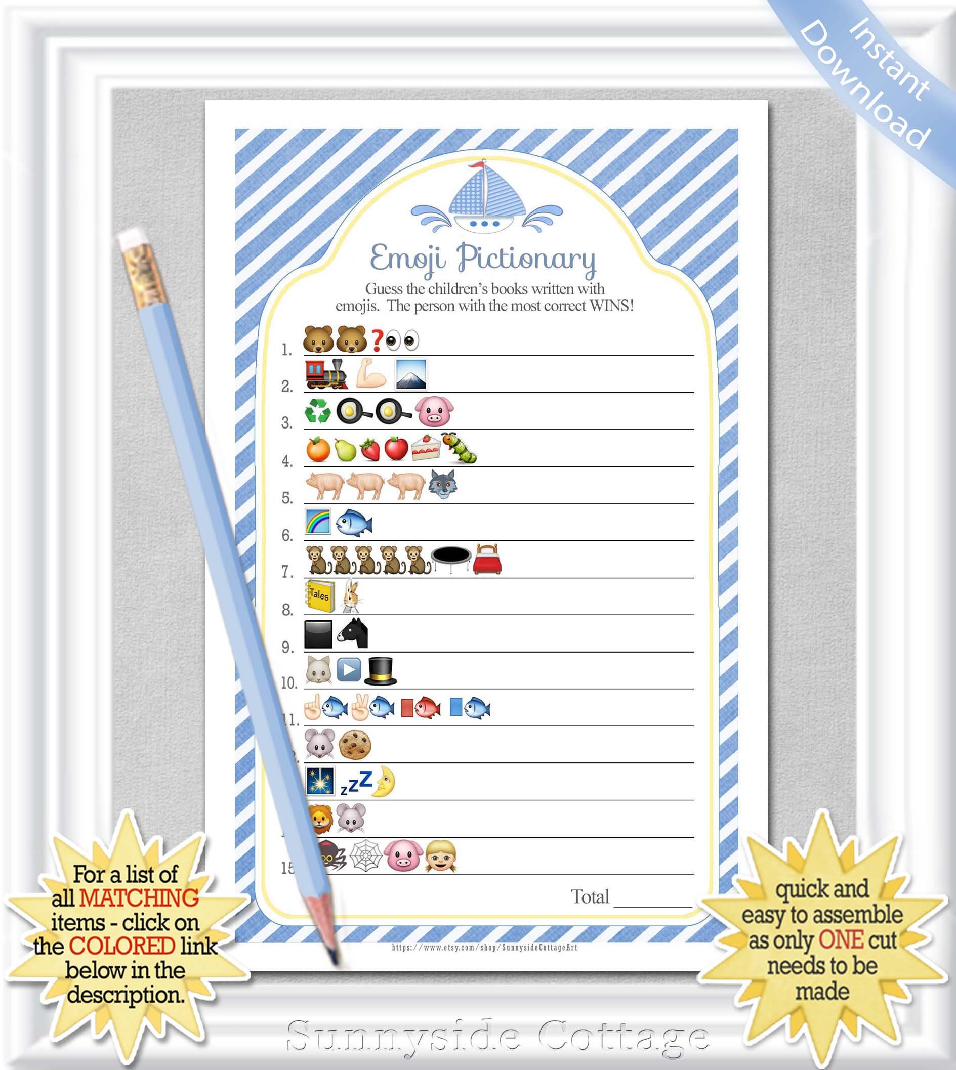 Children's Books EMOJI Pictionary game in a crisp blue & | Etsy