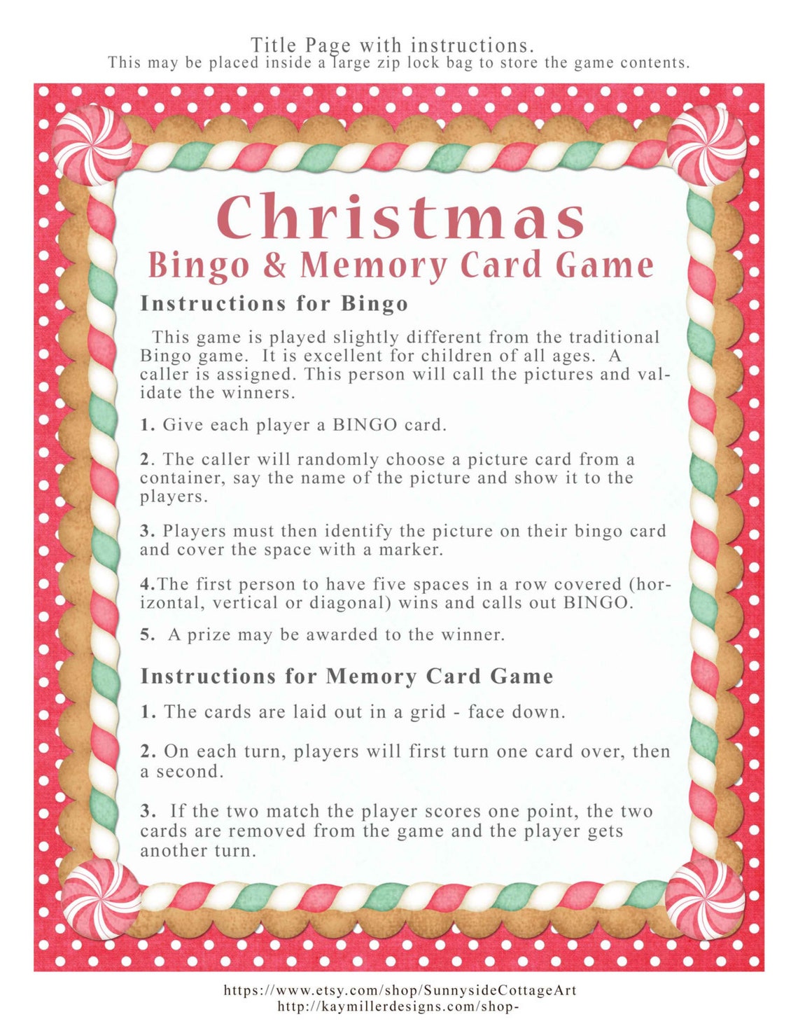 Two Christmas Games BINGO Plus a MEMORY Game Gift for Child - Etsy