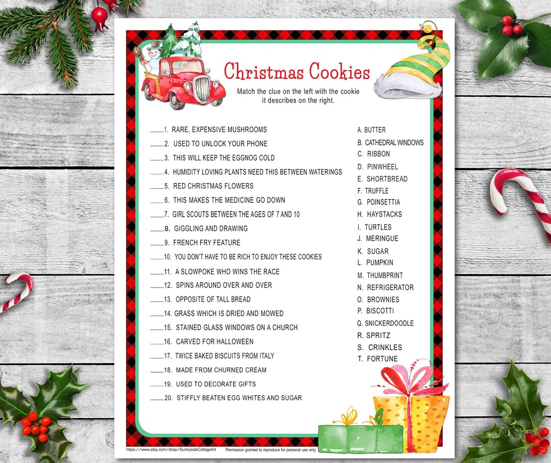 CHRISTMAS COOKIE Game, Guess the Cookies, Office Party Game, Christmas ...