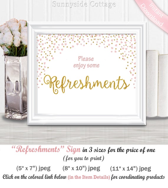 REFRESHMENTS Sign 3 Sizes for Your Celebrations | Etsy