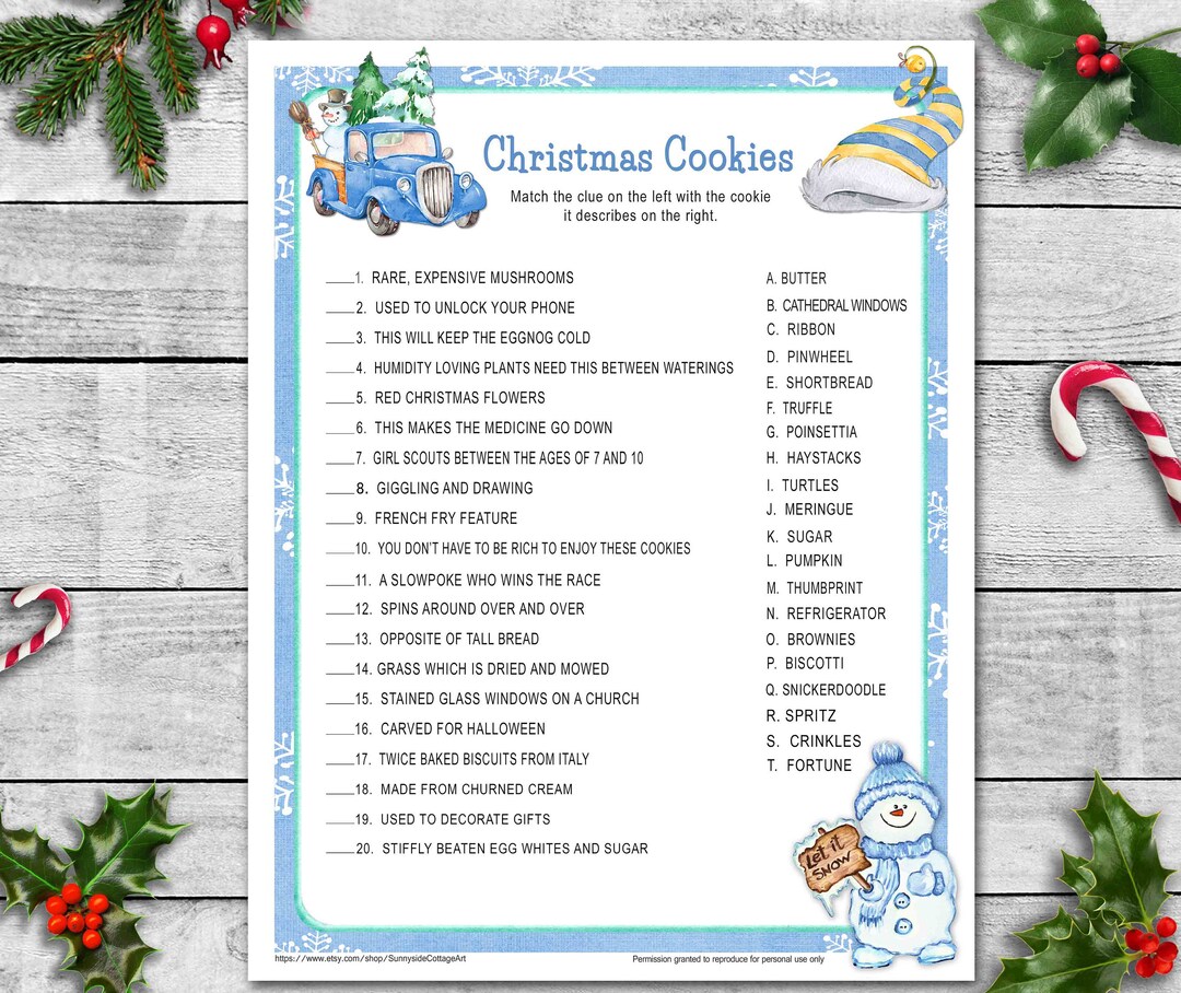 CHRISTMAS COOKIE Game, Guess the Cookies, Christmas Party Game, Office ...